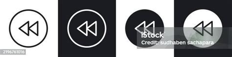 되감기 버튼 아이콘은 흑백으로 채워지고 선 스타일로 설정됩니다 개념에 대한 스톡 벡터 아트 및 기타 이미지 개념 개념과 주제 기계 부분 Istock