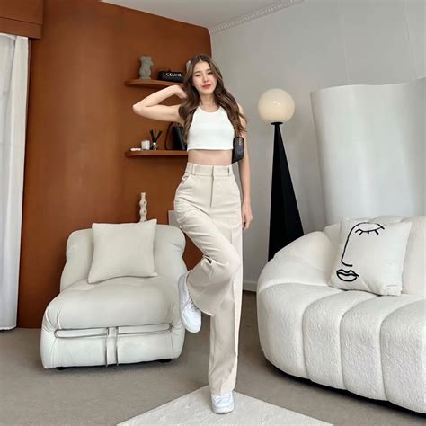 𝟎𝟏𝟐 พร้อมส่ง 💠𝐋𝐀𝐍𝐀💠กางเกงขากระบอกกลาง กางเกงใส่ทำงาน คลาสสิค ทรงสวยยย ใส่เที่ยวได้ Shopee