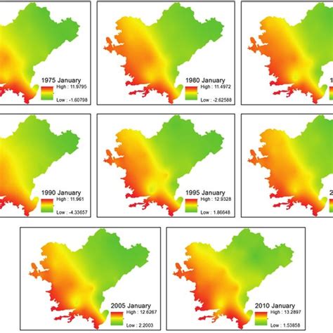 The Ordinary Kriging Interpolation Results Of The Temperature Data For Download Scientific