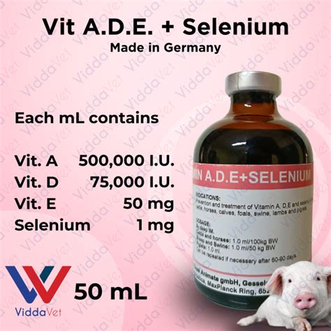 Vitamin Ade Selenium 50ml For Animals Pig Calves Sheep Goat