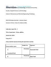 Engineering Statics Laboratory Report Vector Addition And Course Hero
