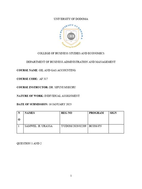 Af 317 Assignment Answers Pdf Depreciation Petroleum