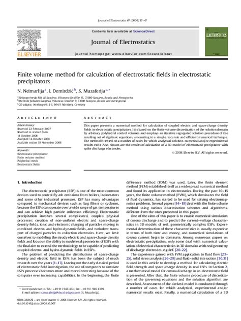 Pdf Finite Volume Method For Calculation Of Electrostatic Fields In Electrostatic Precipitators