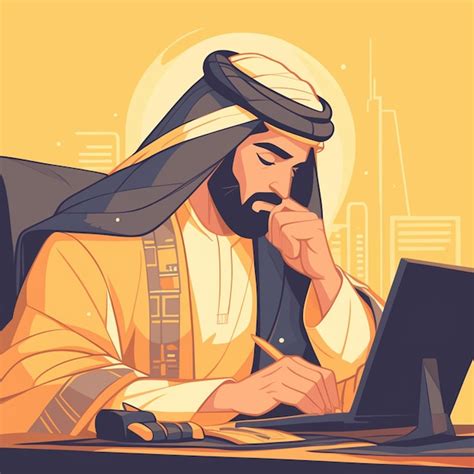 Arab Man In His 30s Building A Website Premium Ai Generated Vector