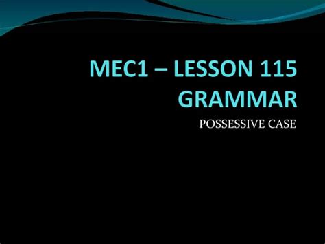 Possessive Case Special Rules Pps