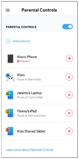 Overview Of The Parental Controls Landing Page In The Linksys App Linksys Support