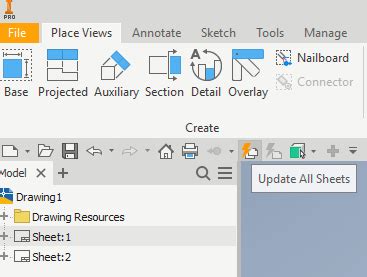 Update All Sheets Icon Always Visible In Inventor Drawing View