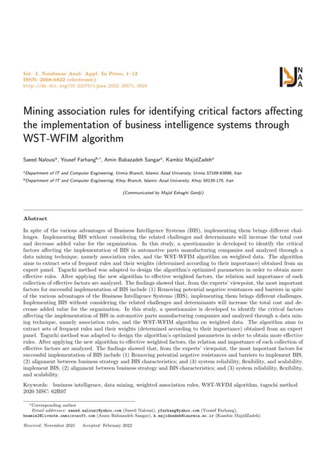 Pdf Mining Association Rules For Identifying Critical Factors