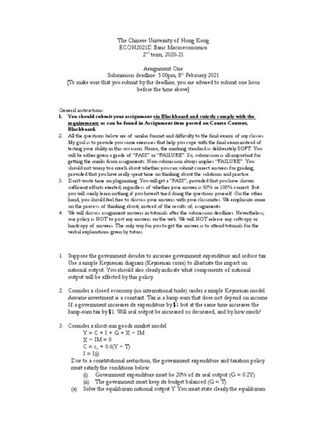 Macro Assignment 1 Download Free Pdf Economic Equilibrium Taxes
