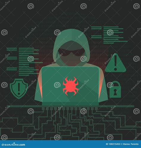 Hacker Activity Banner Programmer Writes Viruses And Hacks Dos Attack Stock Vector