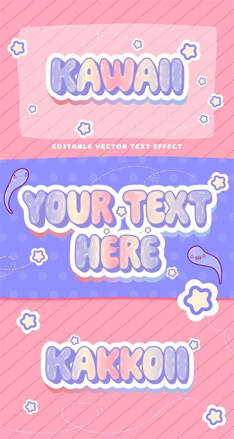 Colorful Pastel Kawaii Font Cute Bubble Cartoon Text Effect Stock