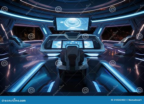 Hi Tech Spaceship Interior With Touch Screen Interfaces And Led Strips