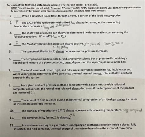 Solved For Each Of The Following Statements Indicate Whether