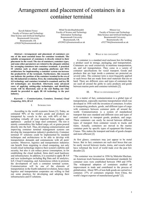 PDF Arrangement And Placement Of Containers In A Container Terminal