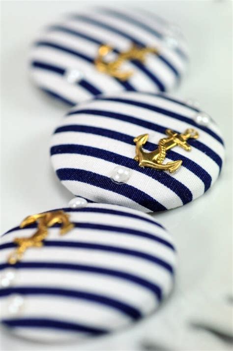 Items Similar To Blue White Anchor Buttons Nautical Sailor Giant Gold