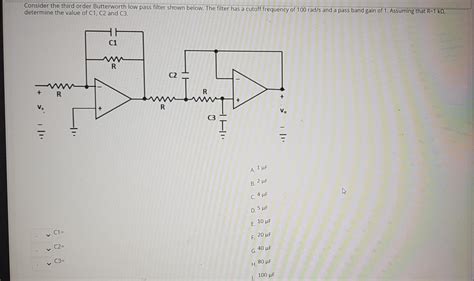 Solved Consider The Third Order Butterworth Low Pass Filter