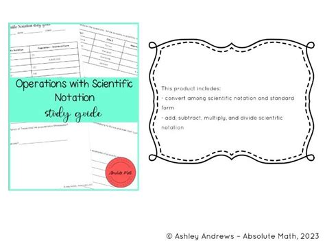 Operations With Scientific Notation Study Guide Teaching Resources