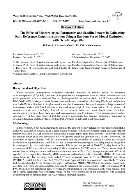 Pdf The Effect Of Meteorological Parameters And Satellite Images In