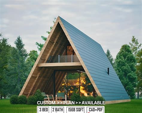 A Frame House Plan Modern Cabin 3 Bedroom 864 Sf Pdf Etsy Canada