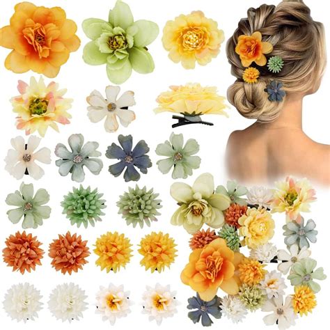 Ahoney 20 Pieces Tropical Flowers Hair Clips For Women
