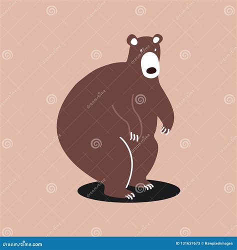 Cute Wild Brown Bear Cartoon Illustration Stock Vector Illustration