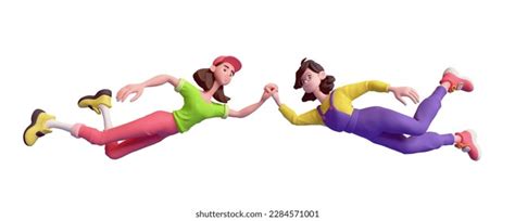 Two Cute Kawaii Positive Excited Asian Stock Illustration 2284571001