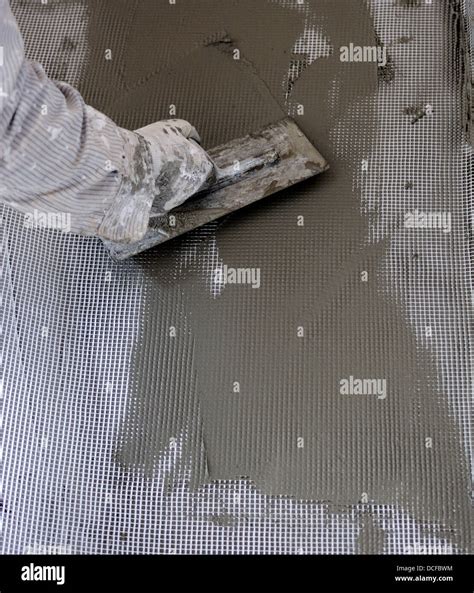 Construction Site Installing External Insulation Facade Therm Stock