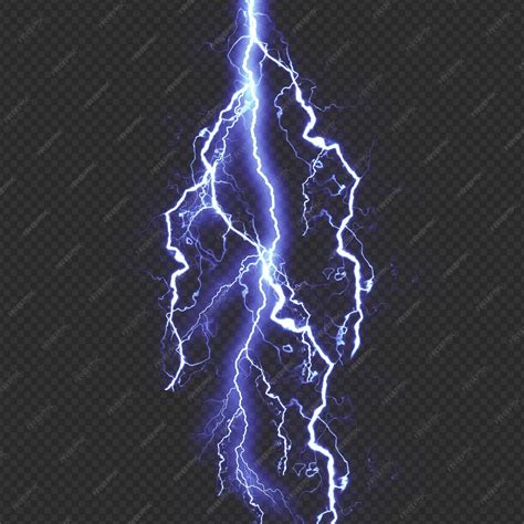투명 배경에 고립 된 빛나는 전기 푸른 번개 효과 프리미엄 Psd 파일