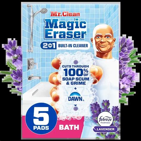 Mr Clean Magic Eraser Sponge Bathroom Cleaner 2 In 1 Bath Lavender