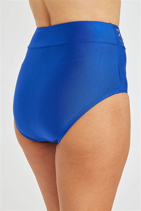 High Waisted Swim Briefs With Embellished Trim Bonmarché