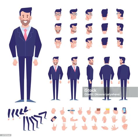 사업 창조와 다양 한 플레이 헤어스타일 포즈 제스처 설정 남성에 대한 스톡 벡터 아트 및 기타 이미지 남성 등장인물 몸짓