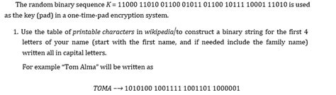 Solved The Random Binary Sequence