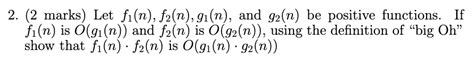 Solved 2 Marks Let F1 N F2 N G1 N And G2 N Be Chegg Com