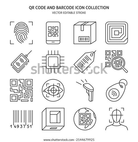 Qr Code Barcode Icon Set Thin Stock Vector Royalty Free 2144679925 Shutterstock