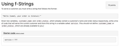 Answered Using F Strings 10 Points To Serve A Customer You