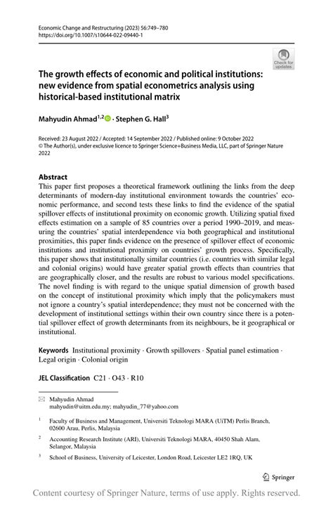 The Growth Effects Of Economic And Political Institutions New Evidence