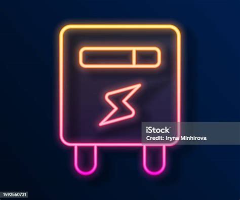 빛나는 네온 라인 전기 계량기 아이콘은 검은 배경에 분리되어 있습니다 벡터 계기판 측정기에 대한 스톡 벡터 아트 및 기타 이미지 계기판 측정기 고압 전류 주의 다중