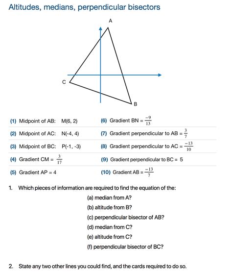 Identifying Information Altitudes Medians And Perpendicular Worksheets Library