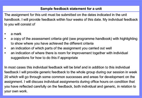 Sample Unit Feedback Statement Download Scientific Diagram