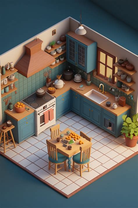 Blender 3d Render Midjourney Ai Country Kitchen Cute Game Aesthetics Farm In 2023 Home