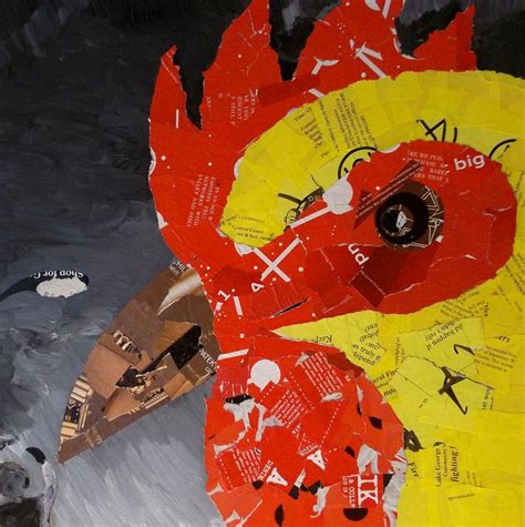 Argh Its A Giant Yellow Chicken Collage Chicken Art Original