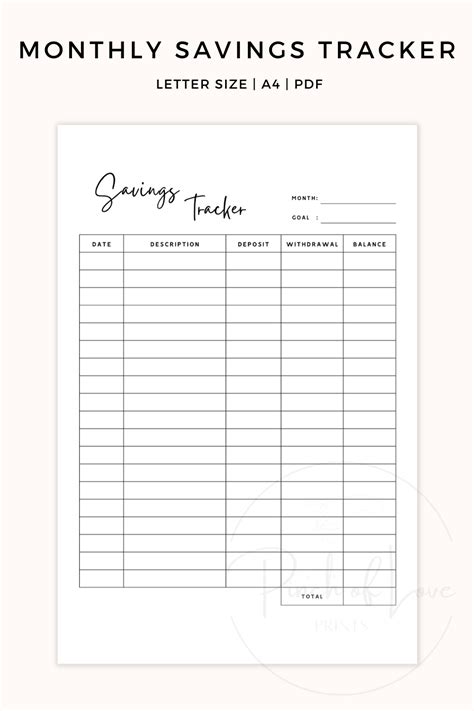 Buy Printable Monthly Savings Tracker In Letter And A4 Size Online In India Etsy Spending