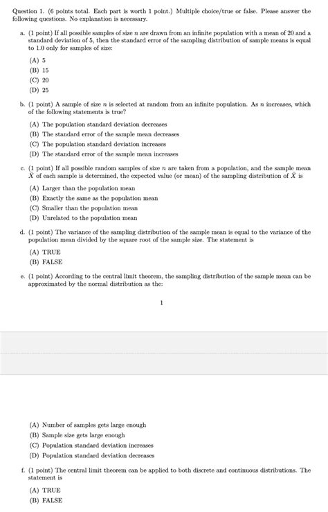 Solved Question 1 6 Points Total Each Part Is Worth 1