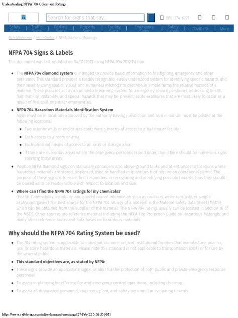 Understanding Nfpa 704 Colors And Ratings Pdf
