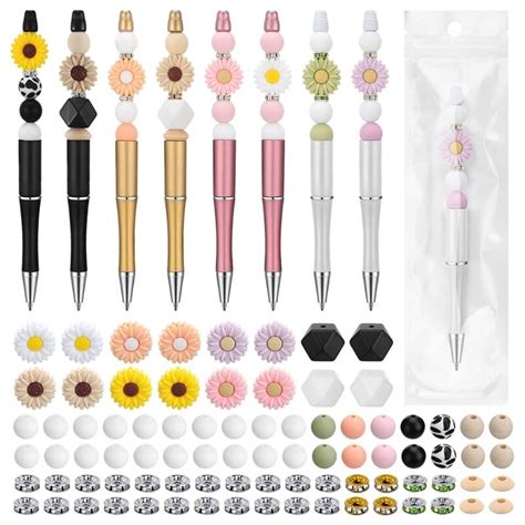 실리콘 구슬 펜 키트 맞춤형 구슬 펜 세트 볼펜 구슬 펜 Diy 재료 학교 어린이 파란색 펜 키트 만들기 Dropship