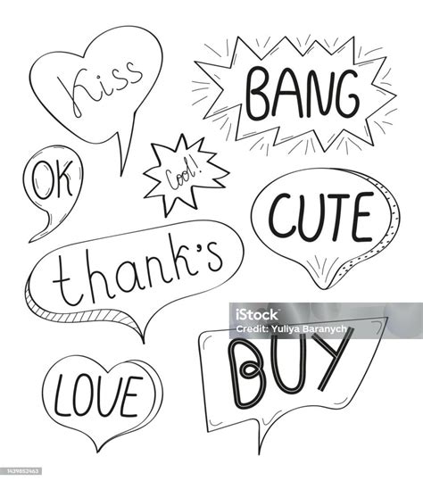 만화 텍스트가 있는 말풍선은 손으로 그린 스타일로 벡터를 설정합니다 앱 웹에 대한 마사지 및 대화 표지판 개체 그룹에 대한 스톡 벡터 아트 및 기타 이미지 Istock