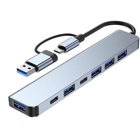 Jrocdr Versatile Type C Hub 7 Port Usb Expansion Hub For Laptops And