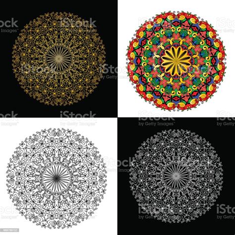 만다라 설정합니다 검은색과 흰색 배경에 라운드 민족 장식 0명에 대한 스톡 벡터 아트 및 기타 이미지 0명 검은색 기하 도형 Istock
