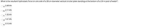Solved What Is The Resultant Hydrostatic Force On One Side Chegg
