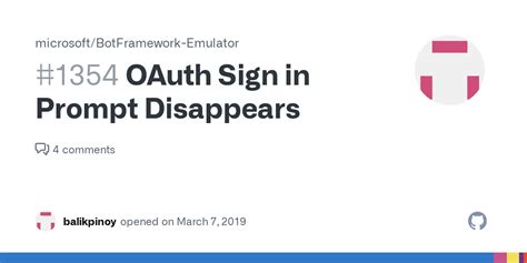 OAuth Sign In Prompt Disappears Issue Microsoft BotFramework Emulator GitHub
